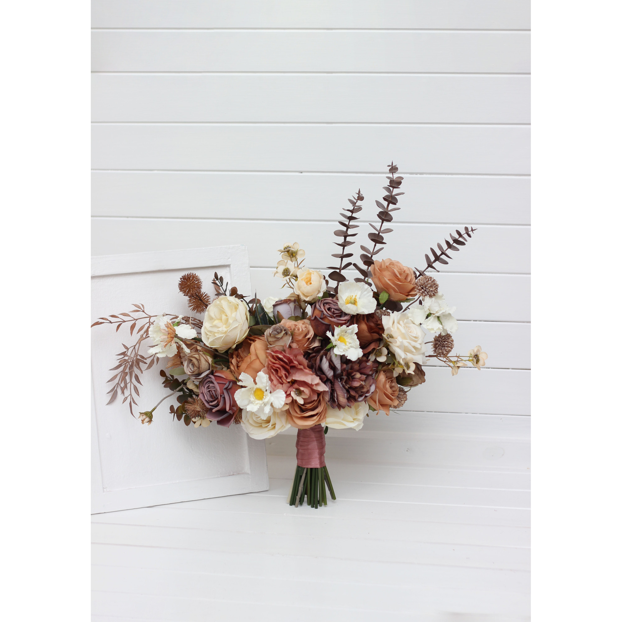 Mocha Mousse Cream Wedding Bouquet – Faux Flowers for Bridal and ...