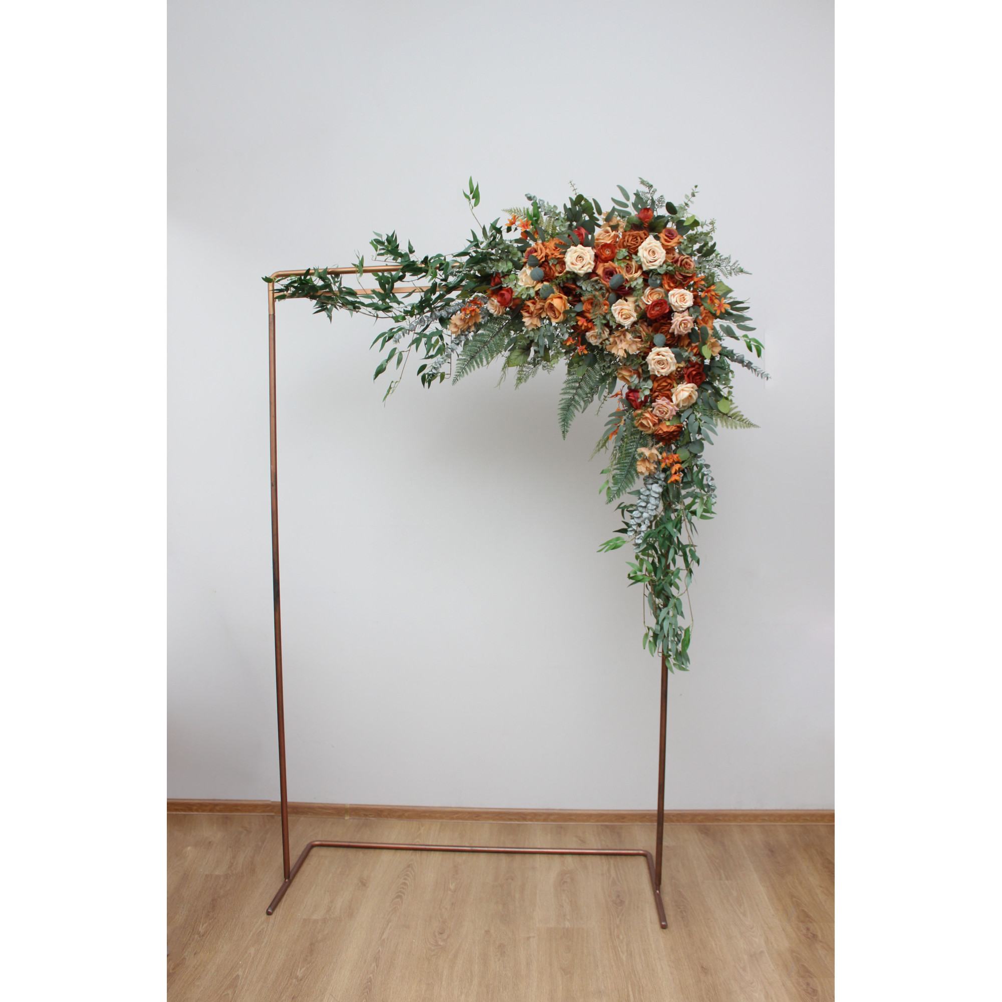 Rust & Orange Wedding Arch Arrangement – Faux Floral Archway in Gold ...