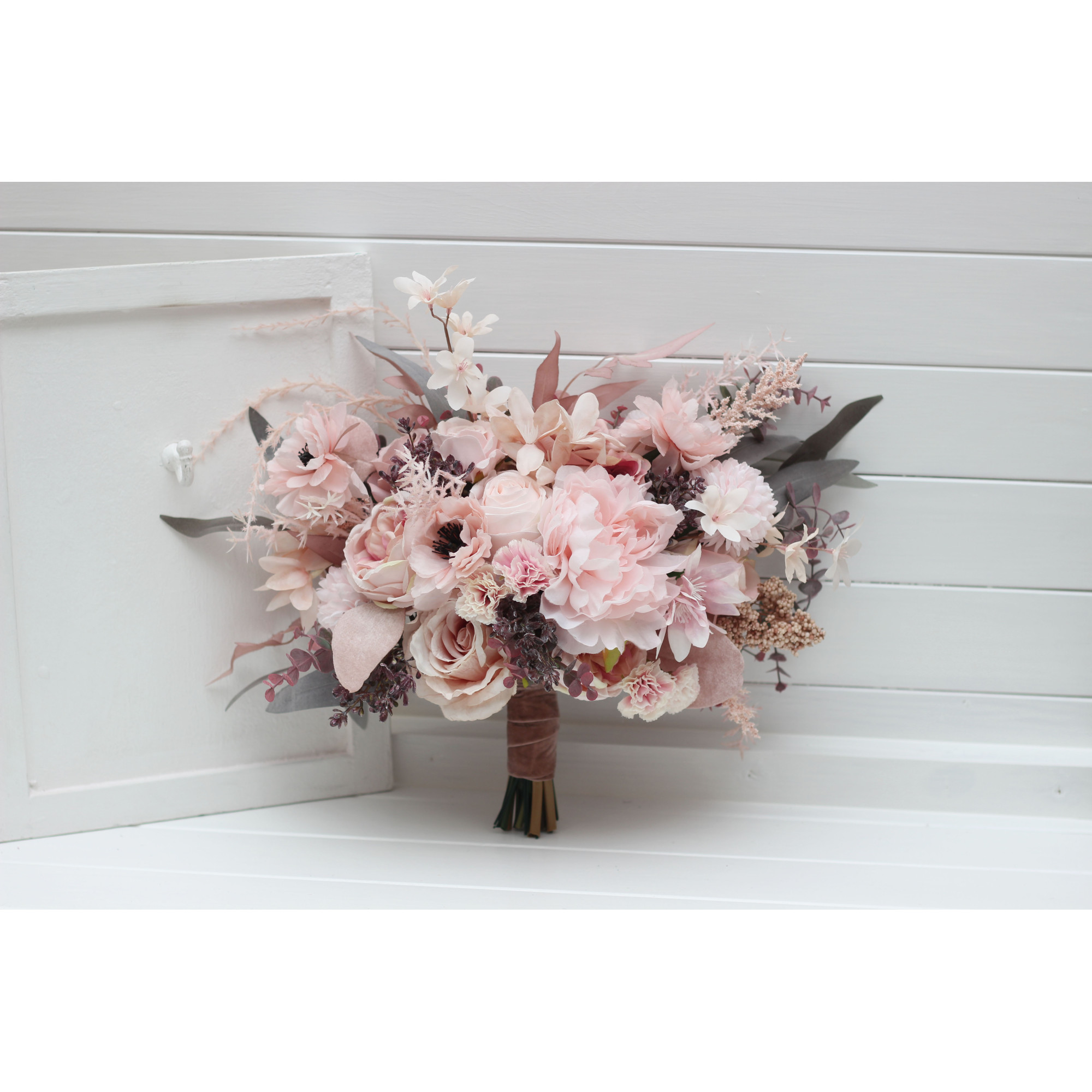 Dusty Pink & Blush Pink Bridal Bouquet – Faux Wedding Flowers ...