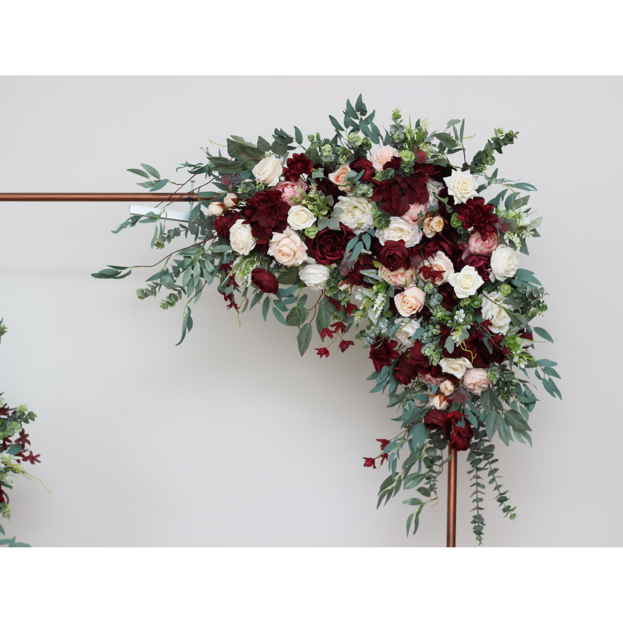 Burgundy & Pink Wedding Arch Arrangement – Faux Floral Archway in Ivory ...