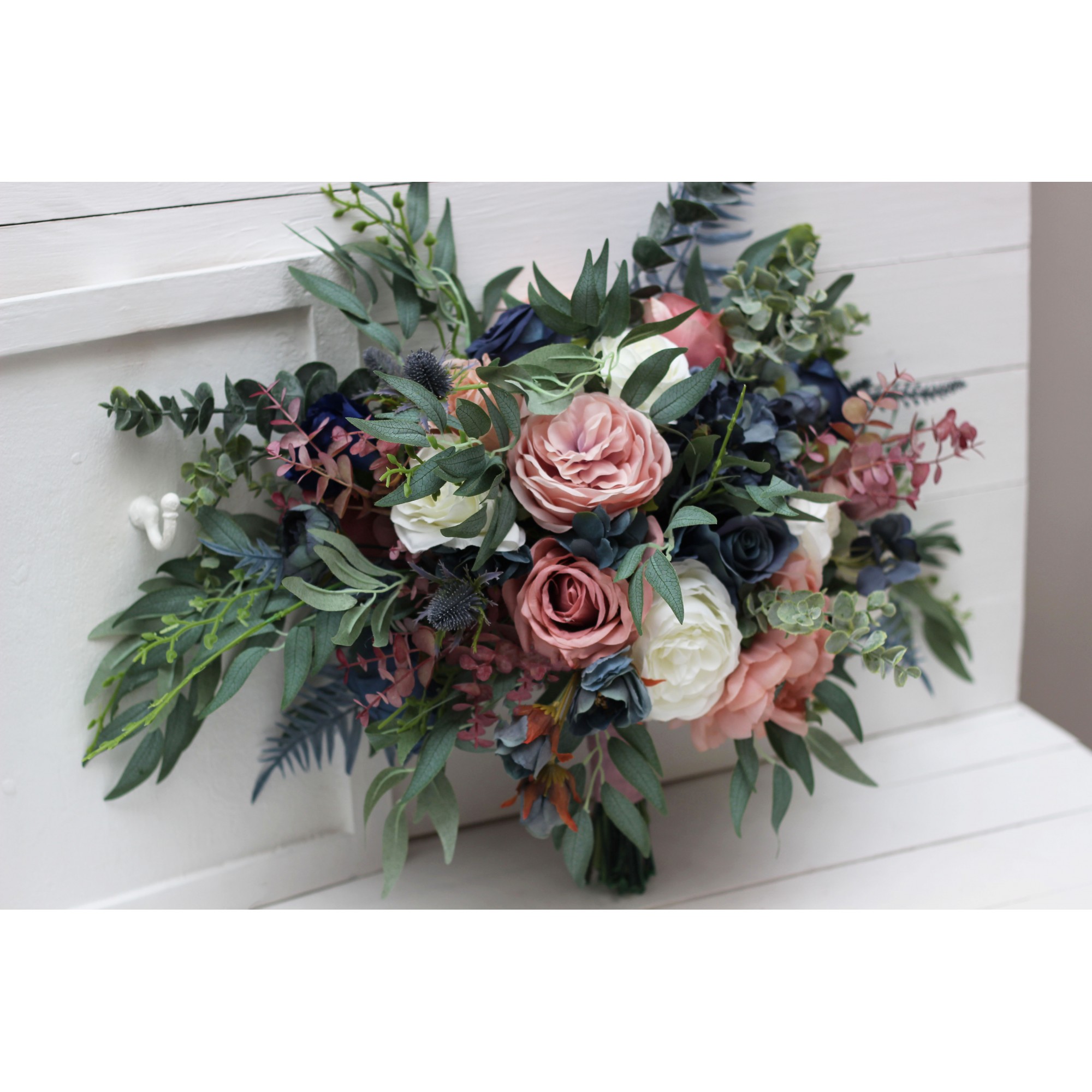 Dusty rose mauve navy blue bouquet