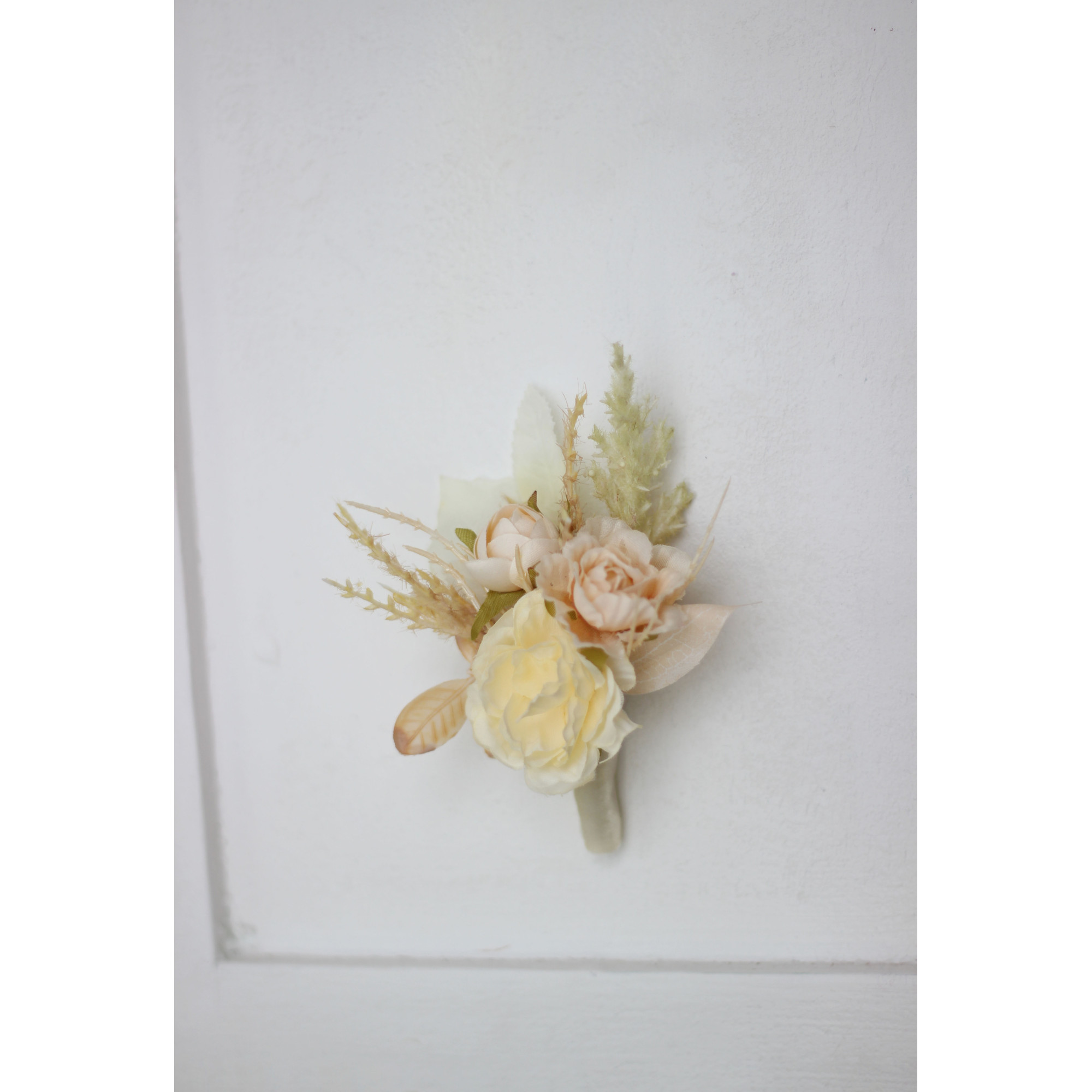 Champagne & Ivory Wedding Boutonnieres – Cream Faux Flower Corsages ...