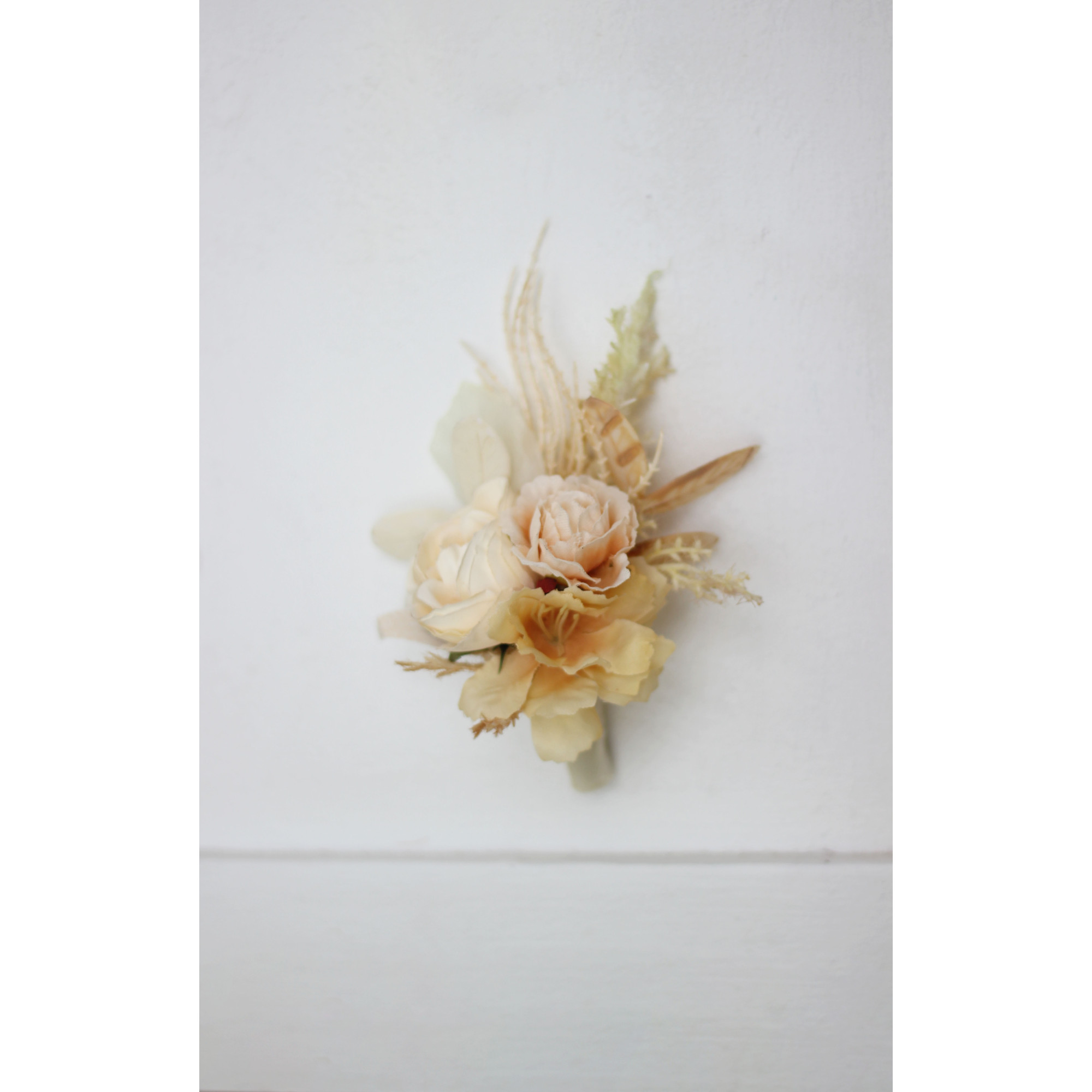 Champagne & Ivory Wedding Boutonnieres – Cream Faux Flower Corsages ...