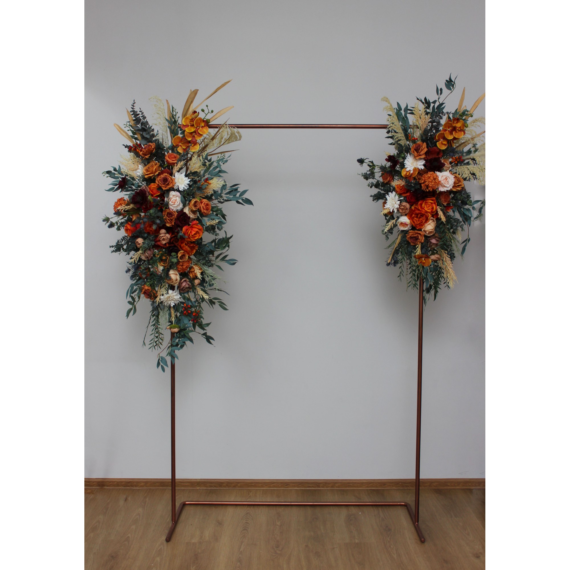 Burnt Orange & Burgundy Wedding Arch Arrangement – Faux Floral Archway ...