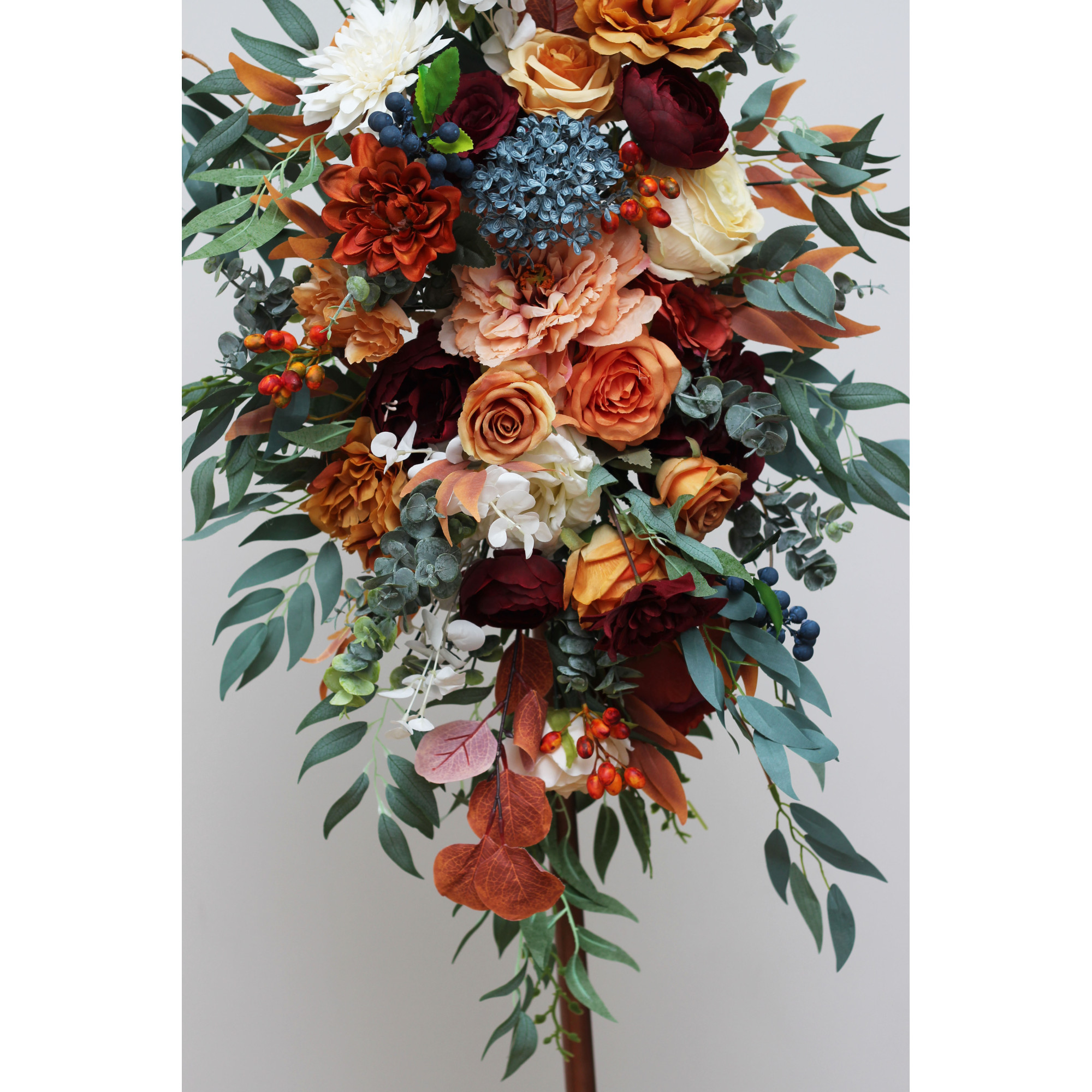 Rust & Burgundy Wedding Arch Arrangement – Faux Floral Archway in Ivory ...