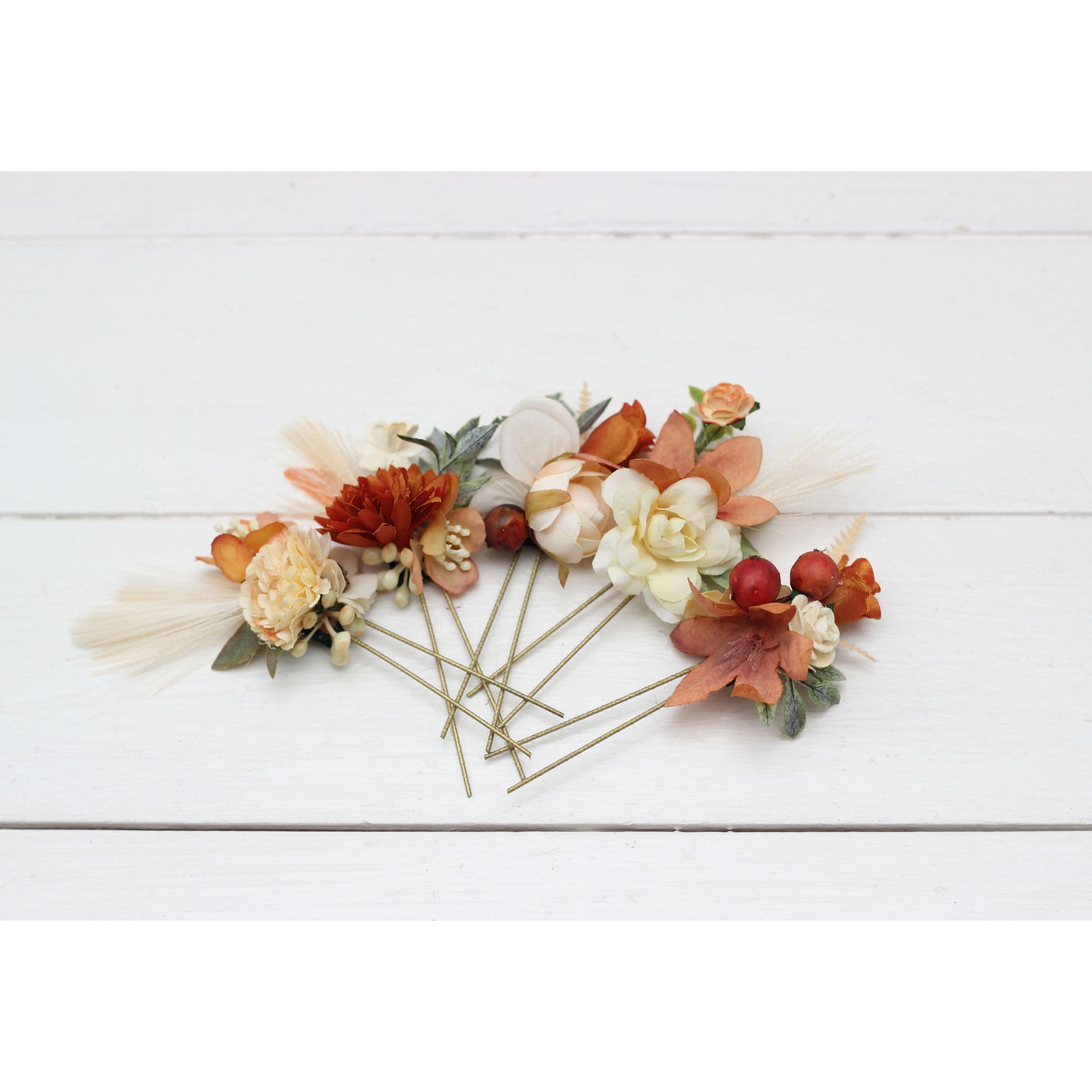 rust ivory terracotta hair pins