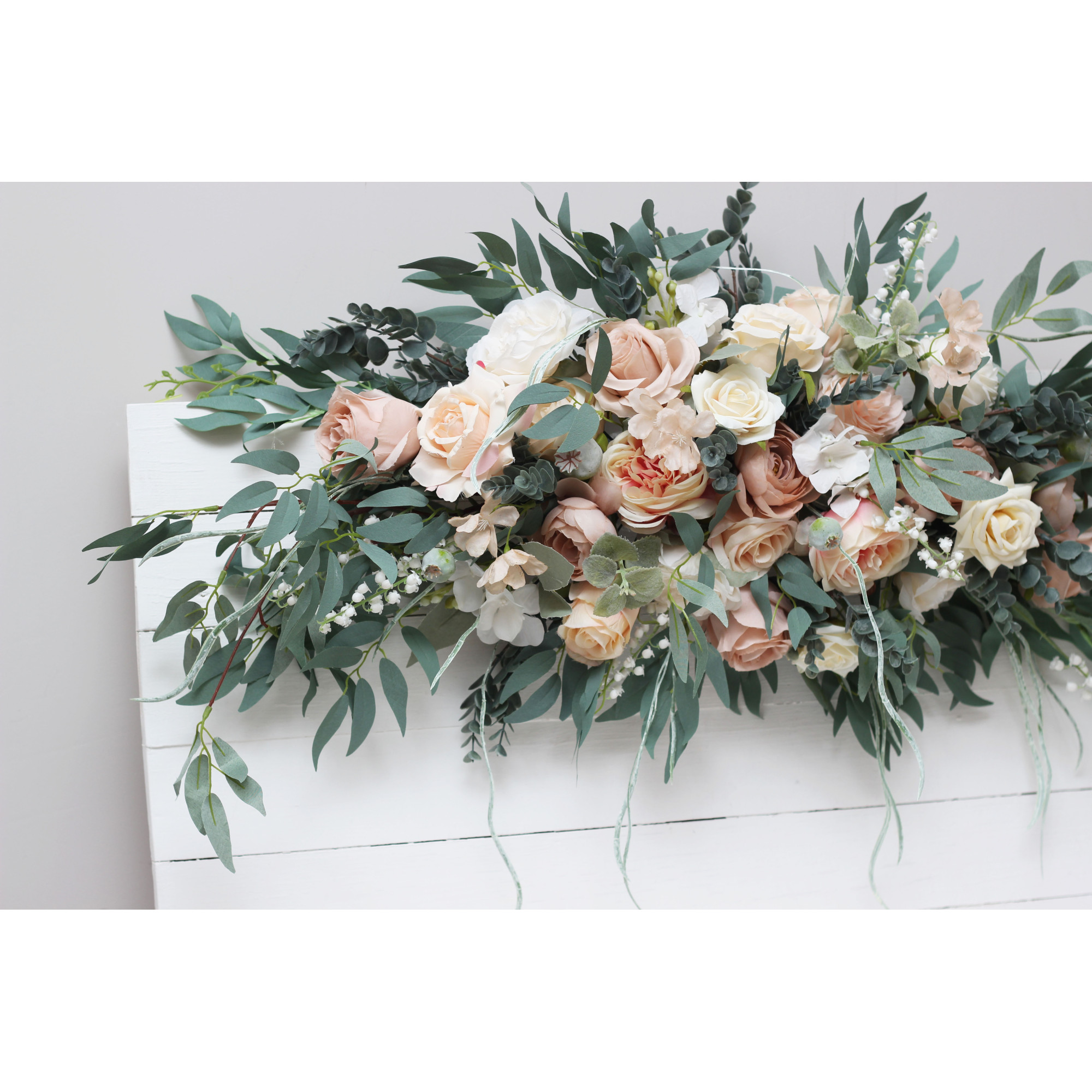 Beige, White & Blush Pink Wedding Arch Decor – Faux Flower Archway ...