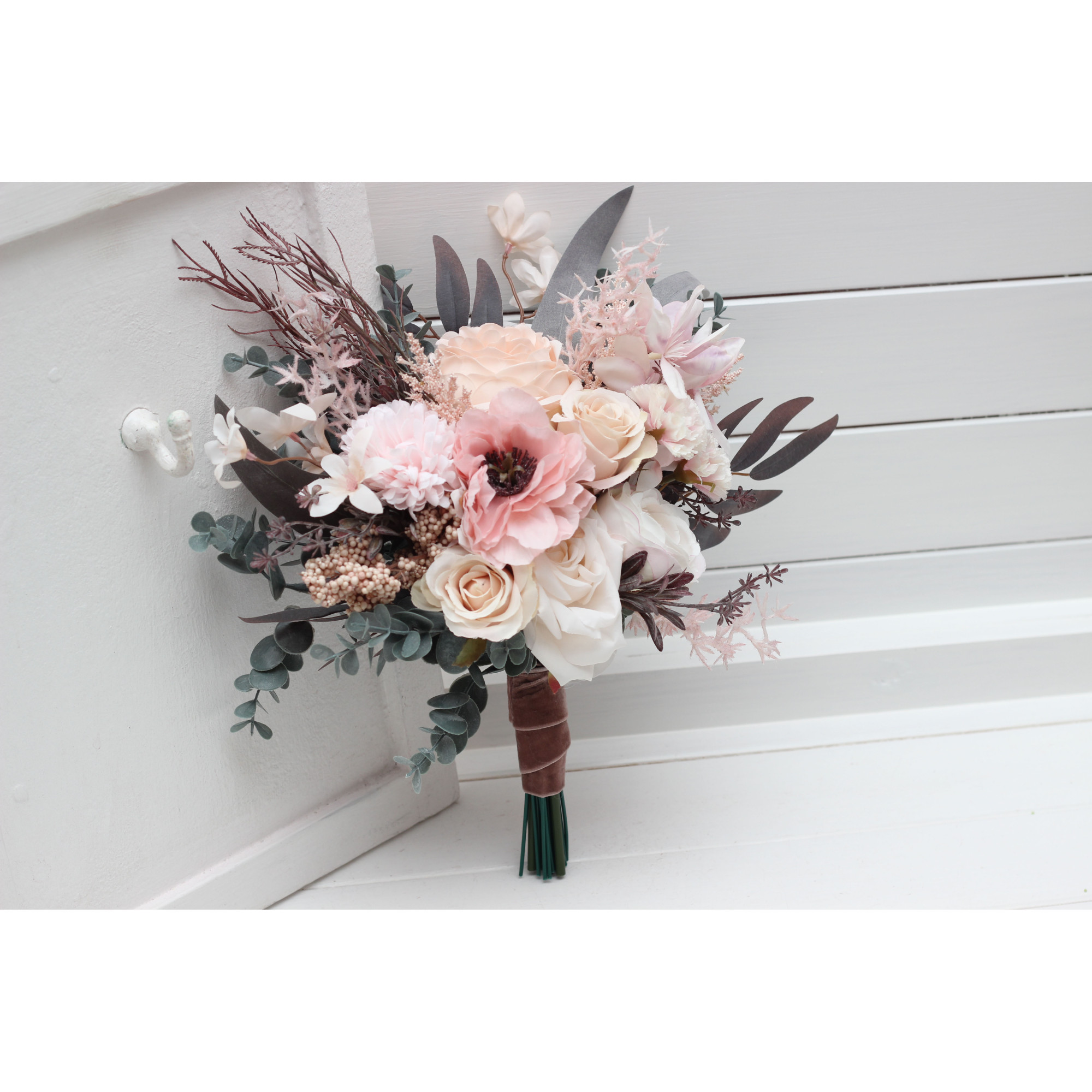 Dusty Pink & Blush Pink Bridal Bouquet – Faux Wedding Flowers ...