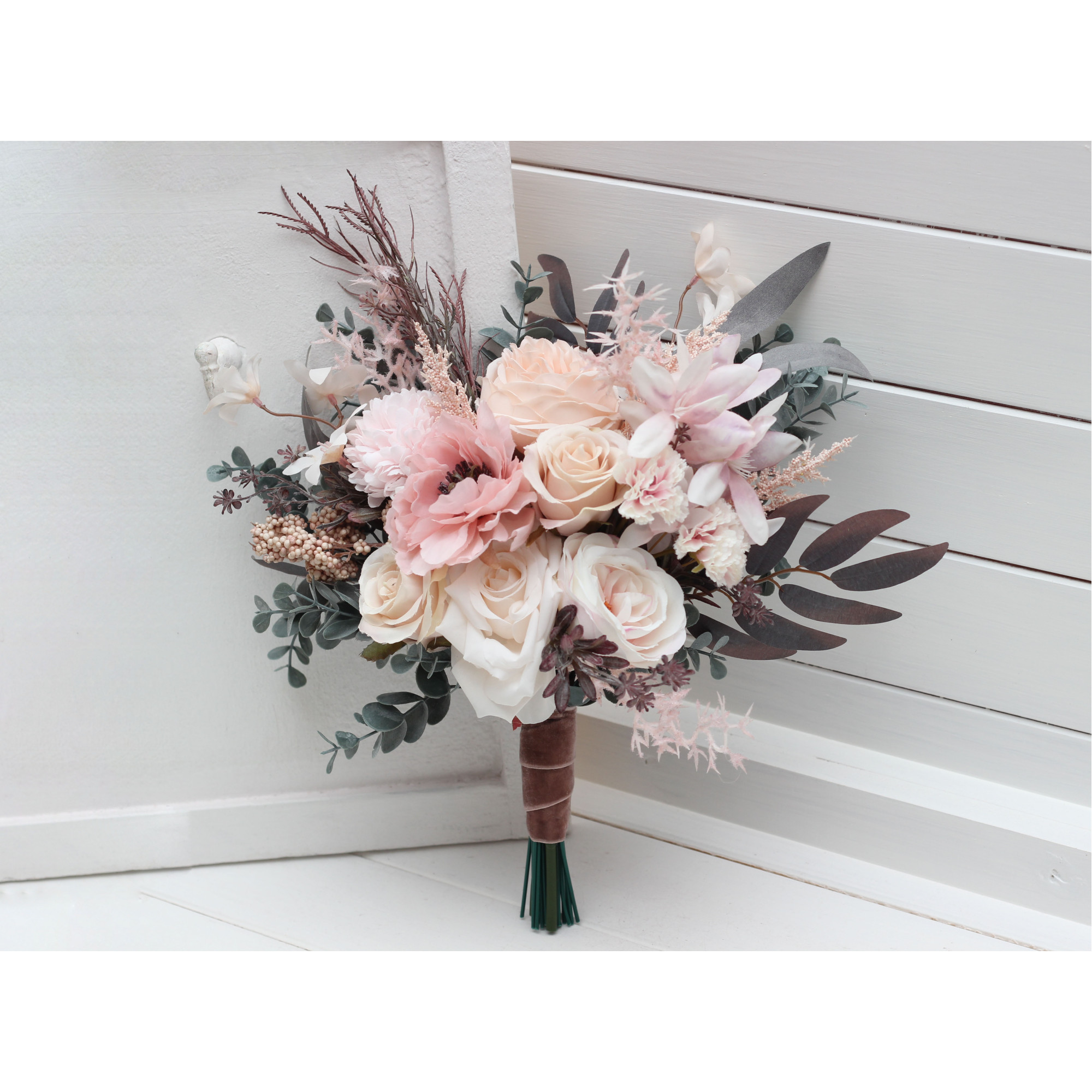 Dusty Pink & Blush Pink Bridal Bouquet – Faux Wedding Flowers ...