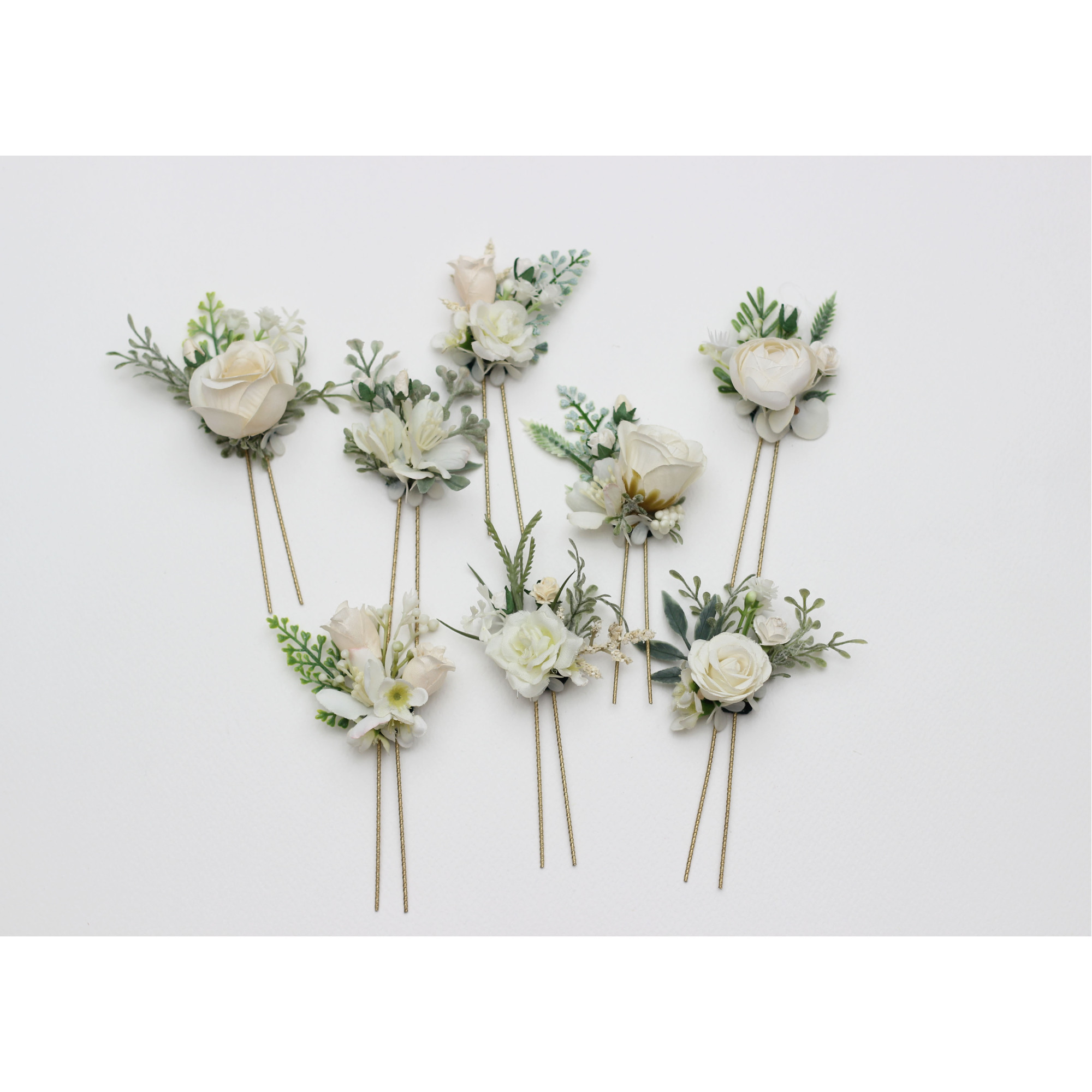 White Ivory Cream Flower Hair Pins – Set of 8 Elegant Wedding Hair ...