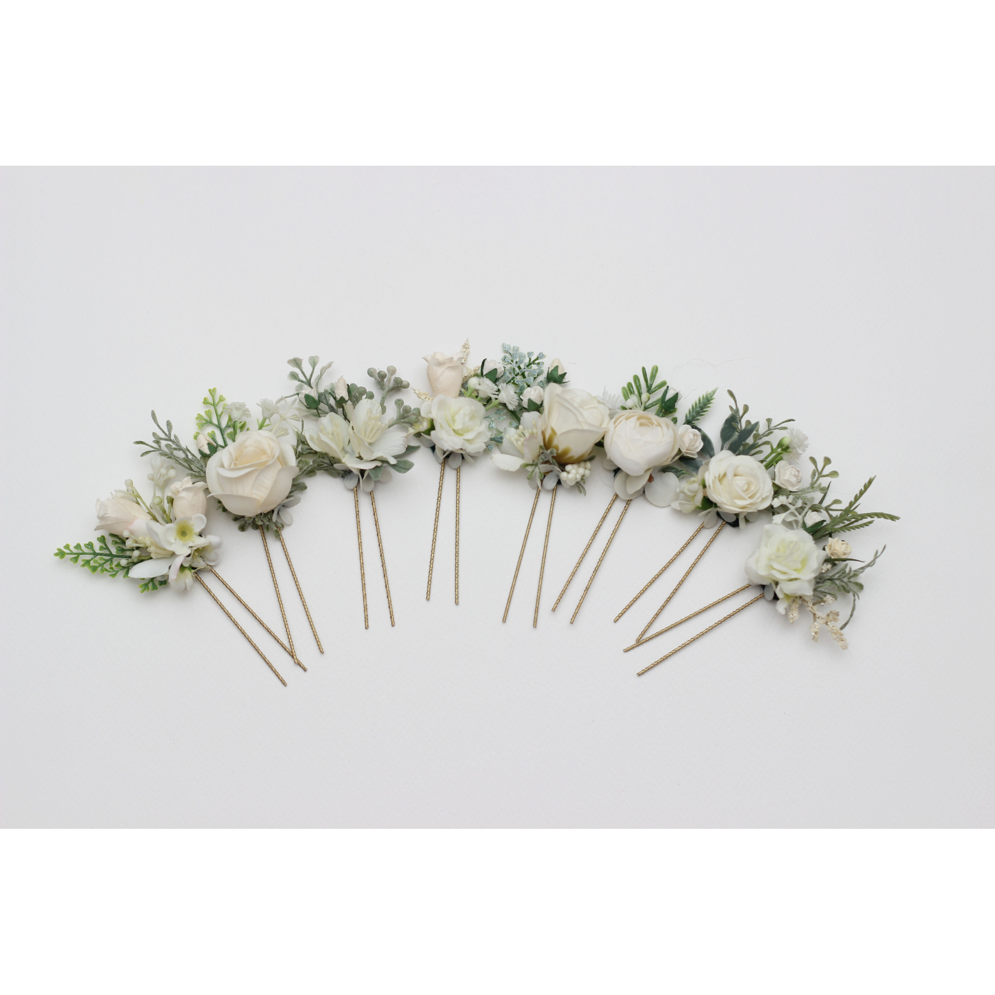 White Ivory Cream Flower Hair Pins – Set of 8 Elegant Wedding Hair ...