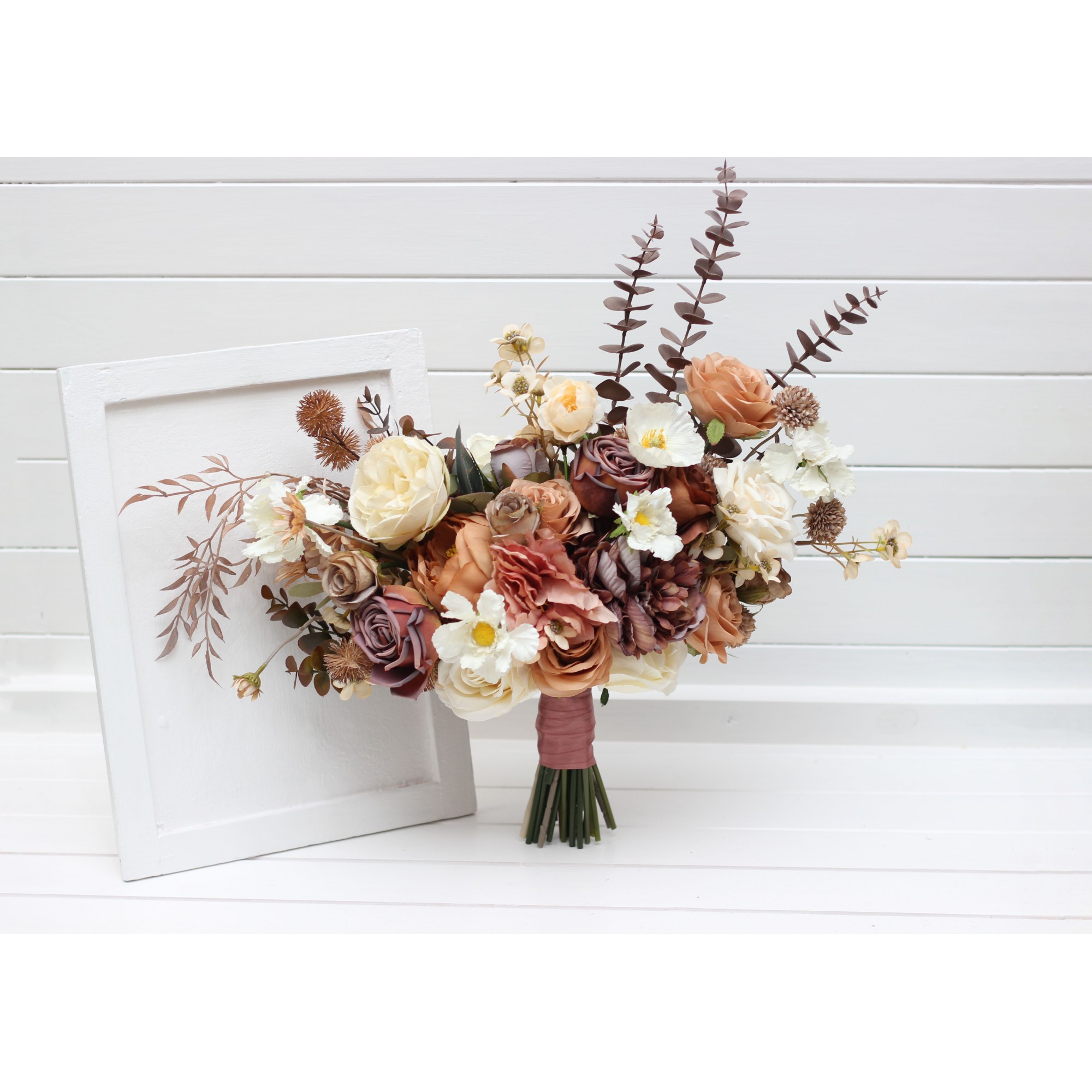 Mocha Mousse Cream Wedding Bouquet – Faux Flowers for Bridal and ...