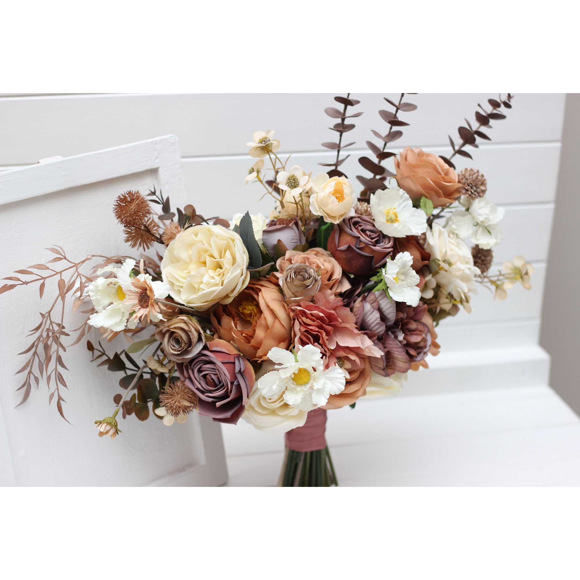 Mocha Mousse Cream Wedding Bouquet – Faux Flowers for Bridal and ...