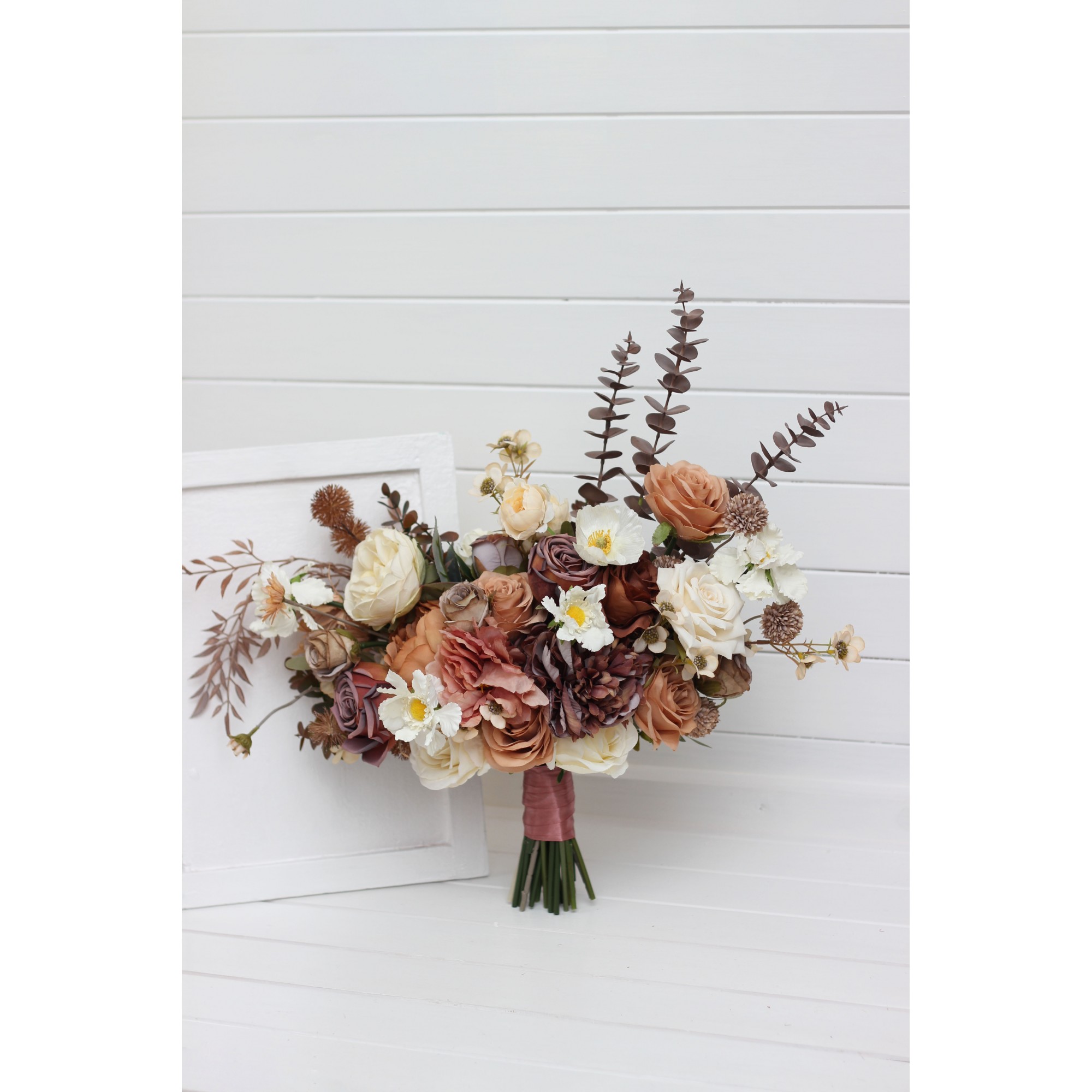 Mocha Mousse Cream Wedding Bouquet – Faux Flowers for Bridal and ...