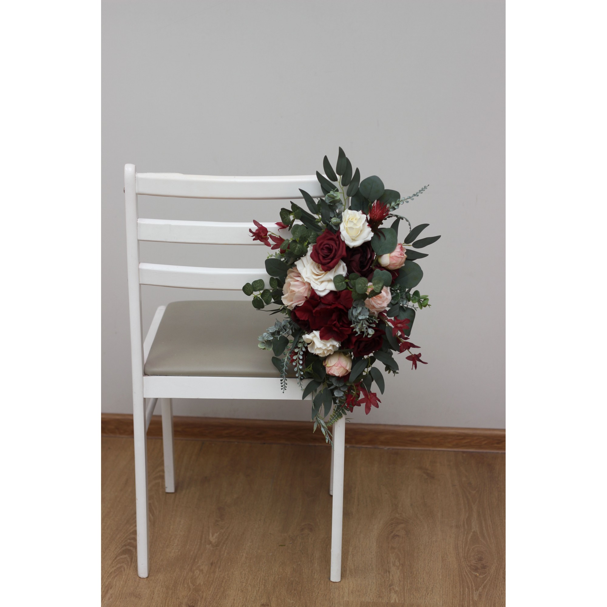 Burgundy & Blush Pink & Ivory Aisle Flowers – Wedding Chair & Marker ...