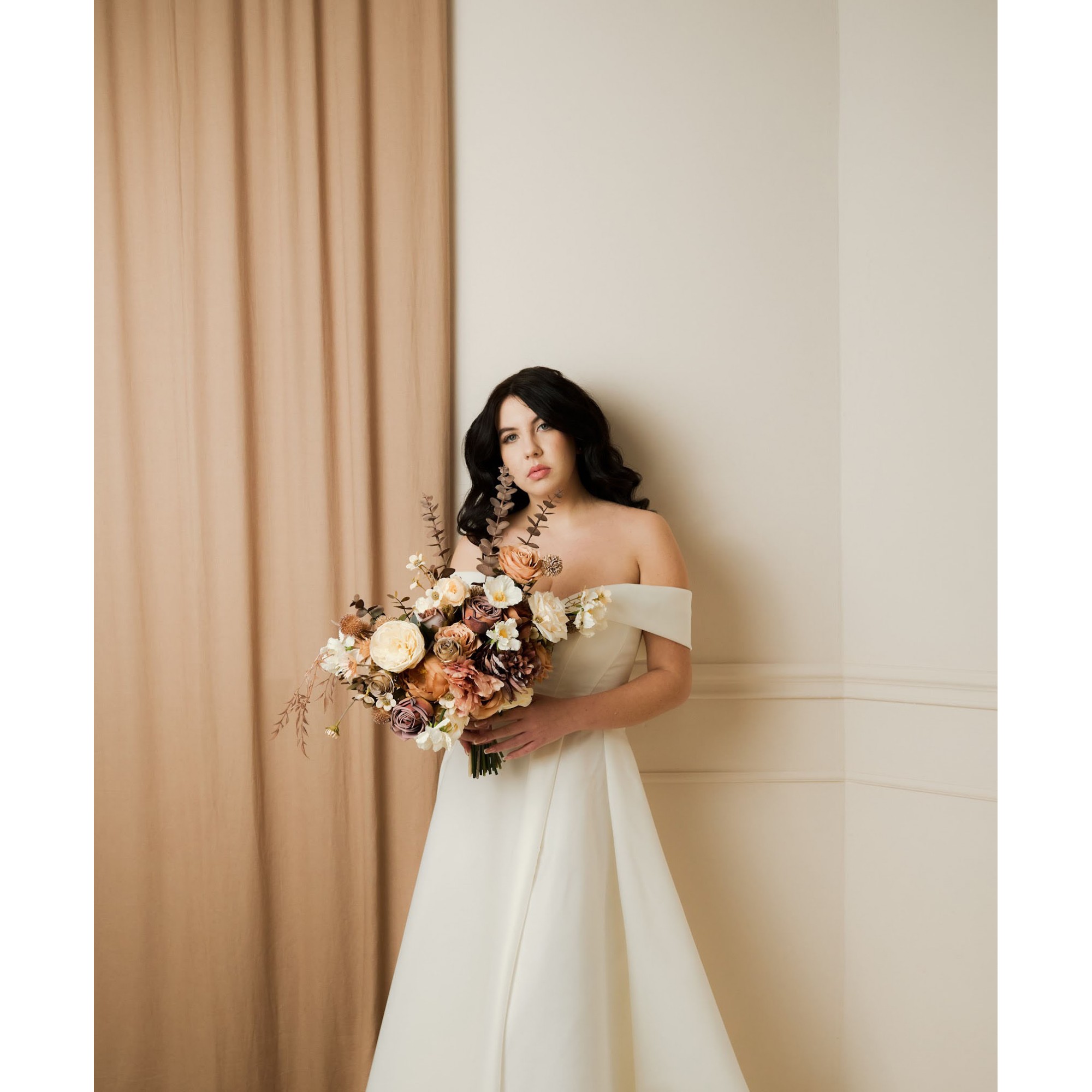 Mocha Mousse Cream Wedding Bouquet – Faux Flowers for Bridal and ...