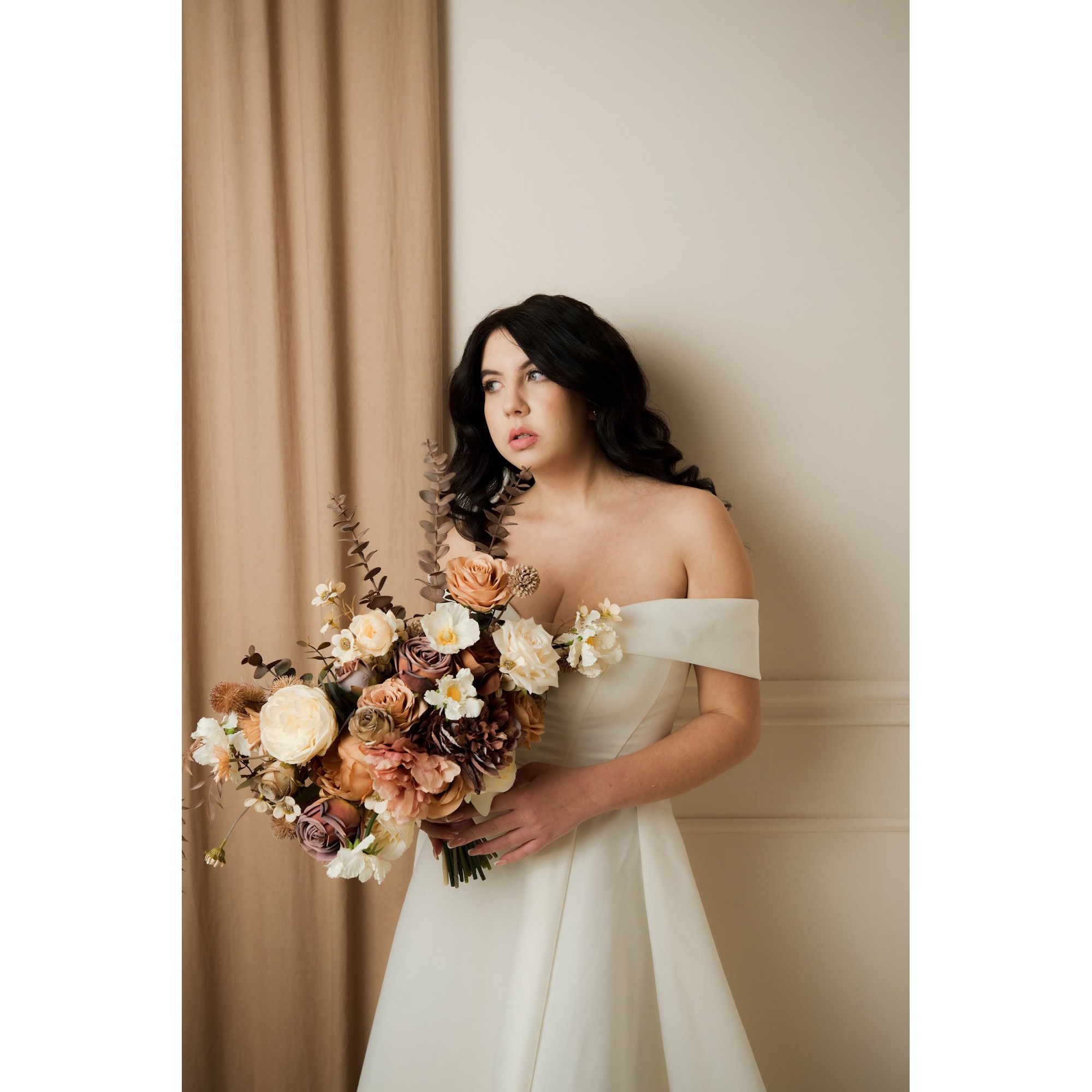 Mocha Mousse Cream Wedding Bouquet – Faux Flowers for Bridal and ...